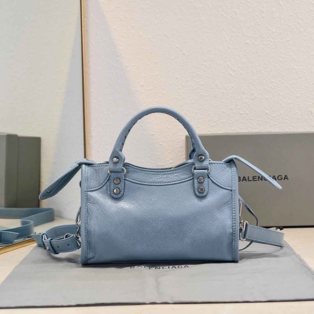 Genuine Balenciaga 2024 Lie City Vintage Motorcycle Bag