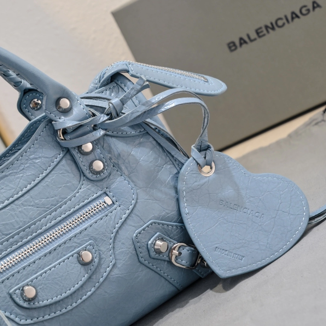 Genuine Balenciaga 2024 Lie City Vintage Motorcycle Bag
