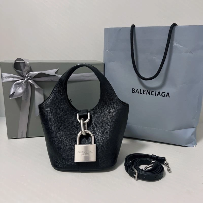 Balenciaga 2024 Spring Locker Hobo Bag with Silver Lock
