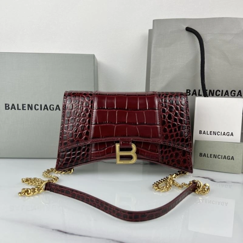 Balenciaga 23cm Hourglass B Chain Crossbody Bag - Iconic Half-Moon Design