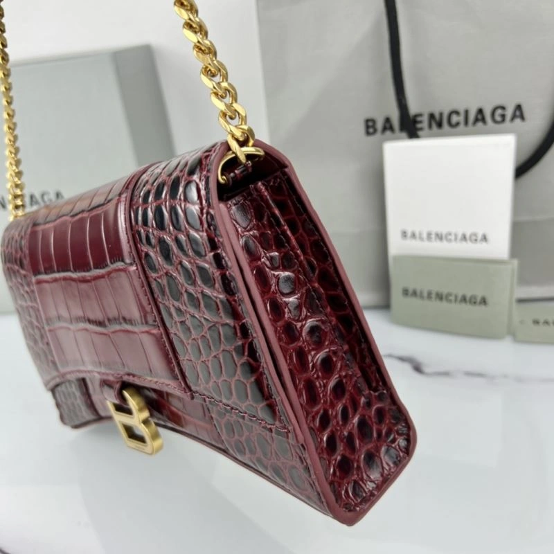 Economical Balenciaga 23cm Hourglass B Chain Crossbody Bag - Iconic Half-Moon Design