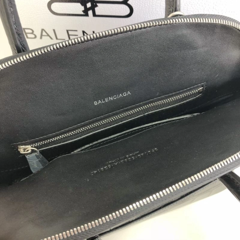 Inexpensive Balenciaga 26cm Black Crocodile Pattern Shell Bag with Strap