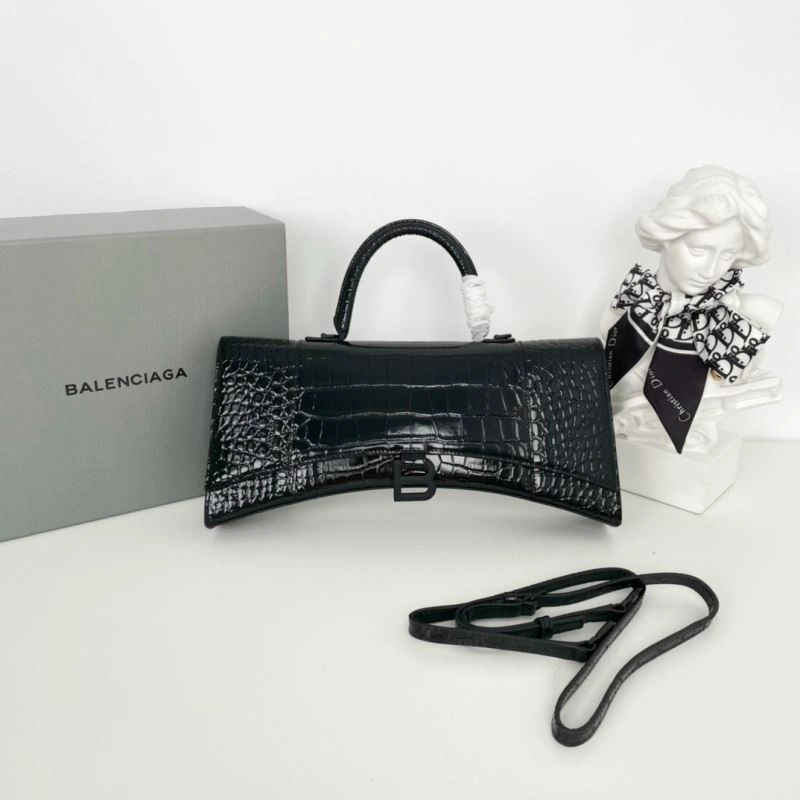 Balenciaga Arc-Shaped Hourglass Plus Crocodile Leather Bag