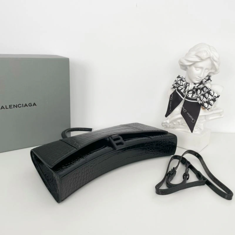 Mirror quality Balenciaga Arc-Shaped Hourglass Plus Crocodile Leather Bag