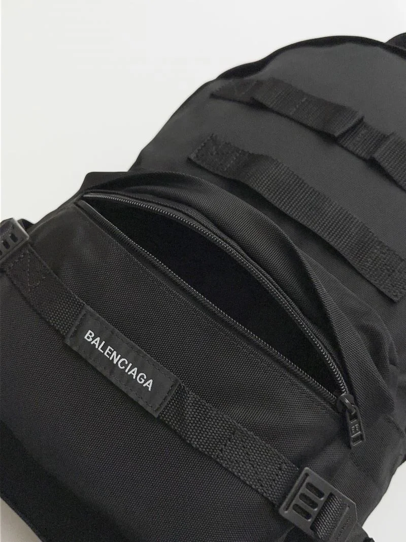 Factory-made Balenciaga Army Black Waterproof Nylon Multi-Use Backpack