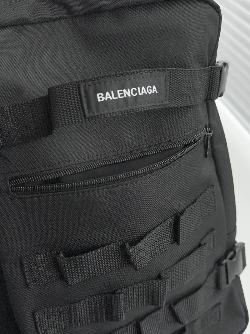 Genuine Balenciaga Army SPACE Black Nylon Multi-Compartment Backpack