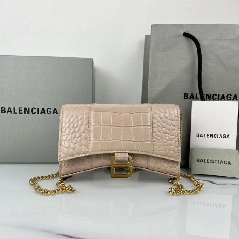 Balenciaga B Brand 19cm Hourglass Crescent Chain Crossbody Bag