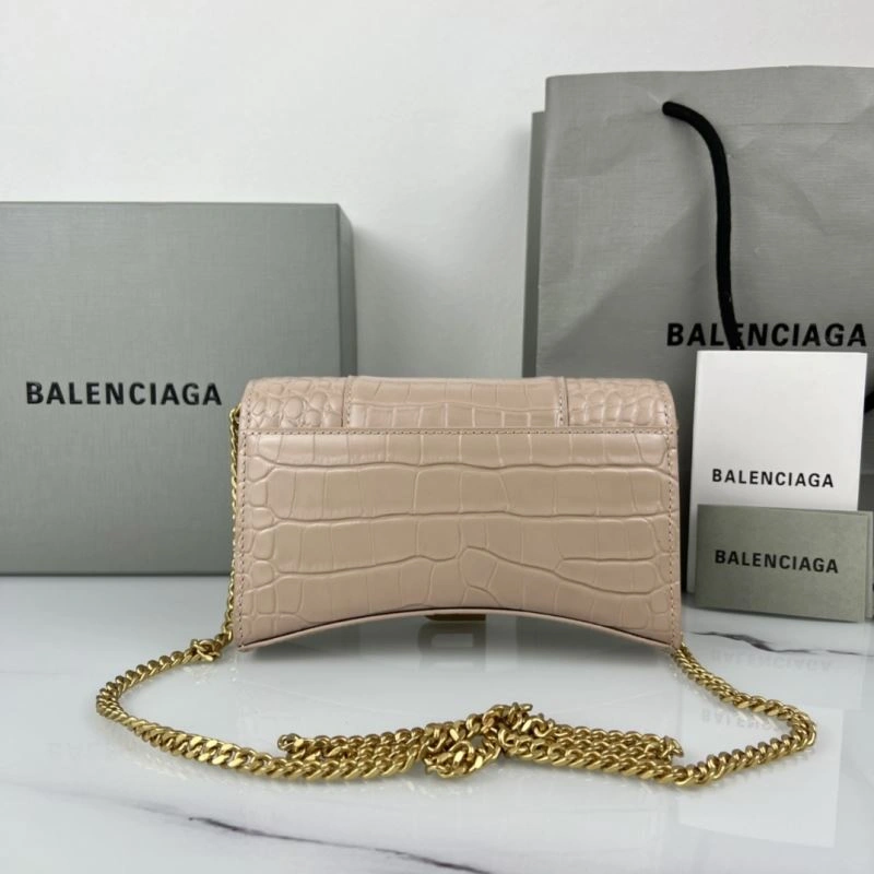 Original Balenciaga B Brand 19cm Hourglass Crescent Chain Crossbody Bag