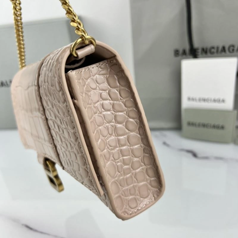 Original Balenciaga B Brand 19cm Hourglass Crescent Chain Crossbody Bag