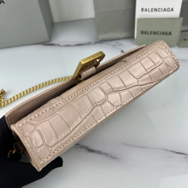 Original Balenciaga B Brand 19cm Hourglass Crescent Chain Crossbody Bag