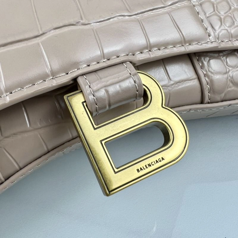 Original Balenciaga B Brand 19cm Hourglass Crescent Chain Crossbody Bag