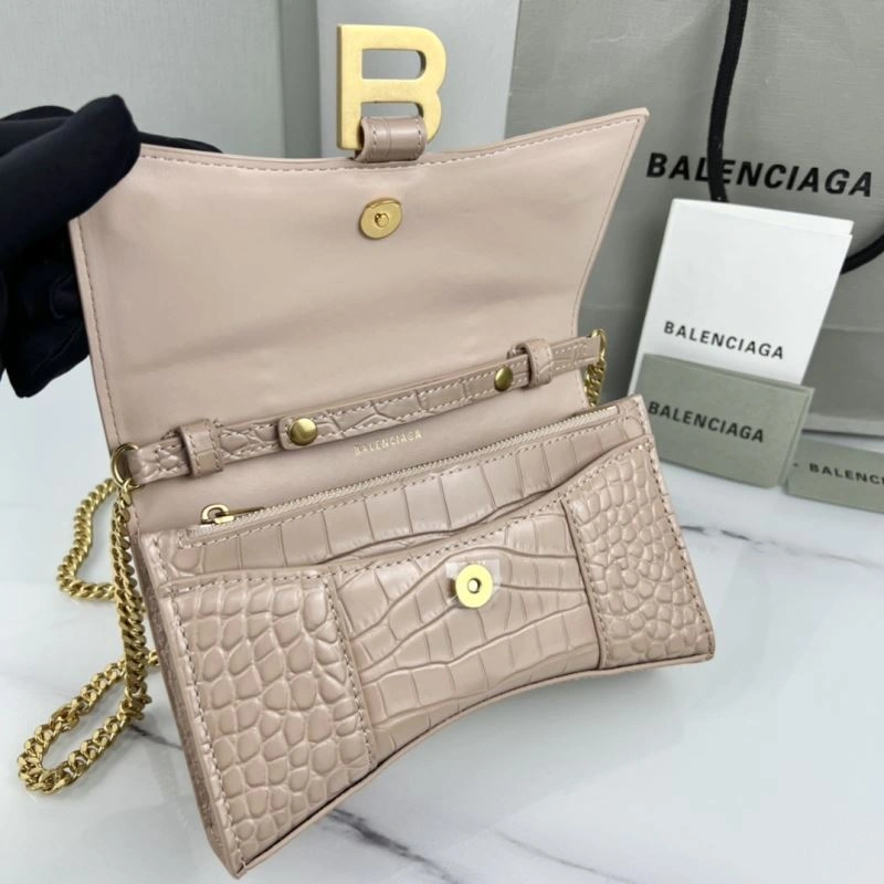 Original Balenciaga B Brand 19cm Hourglass Crescent Chain Crossbody Bag