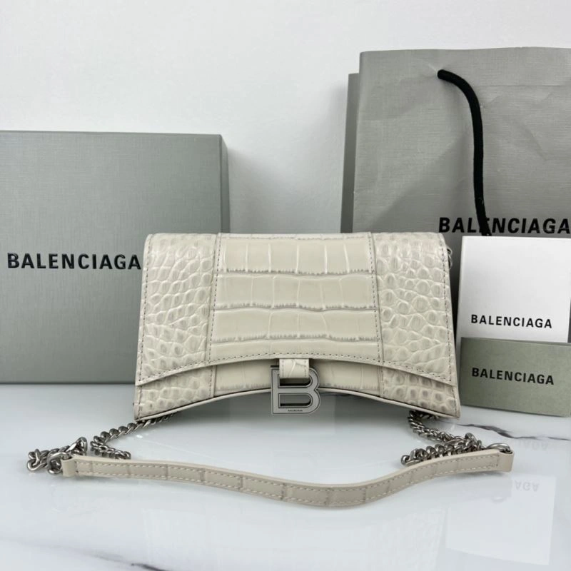 Balenciaga B Brand Hourglass Mini Chain Crossbody Bag in Cowhide