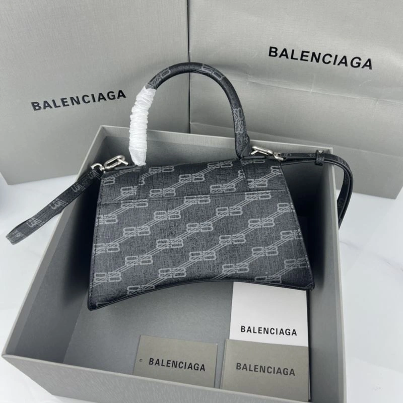 Mirror quality Balenciaga BB Monogram Hourglass Bag in Old Flower Brown