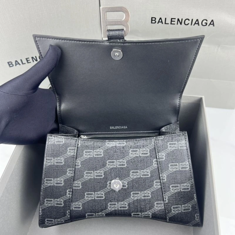 Mirror quality Balenciaga BB Monogram Hourglass Bag in Old Flower Brown