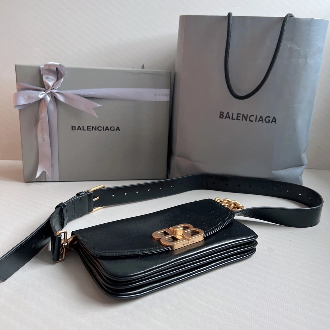 Affordable Balenciaga BB Soft Series Black Chain Underarm Bag