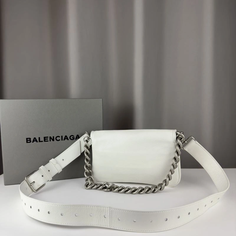 Cut-rate Balenciaga BB Soft Small White Underarm Bag with Chain Strap