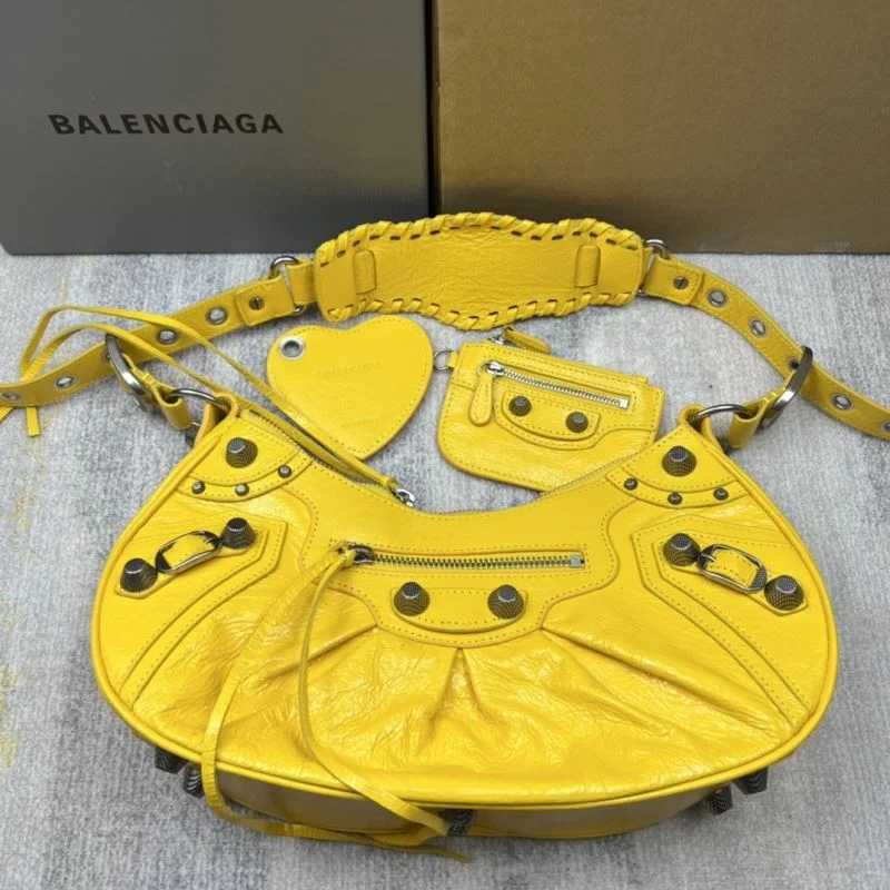 Value-priced Balenciaga Big Yellow  Half-Moon Motorcycle Dumpling Bag