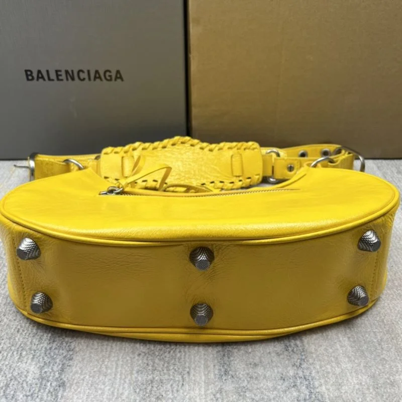Value-priced Balenciaga Big Yellow  Half-Moon Motorcycle Dumpling Bag