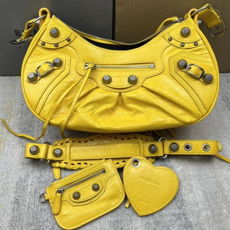 Value-priced Balenciaga Big Yellow  Half-Moon Motorcycle Dumpling Bag