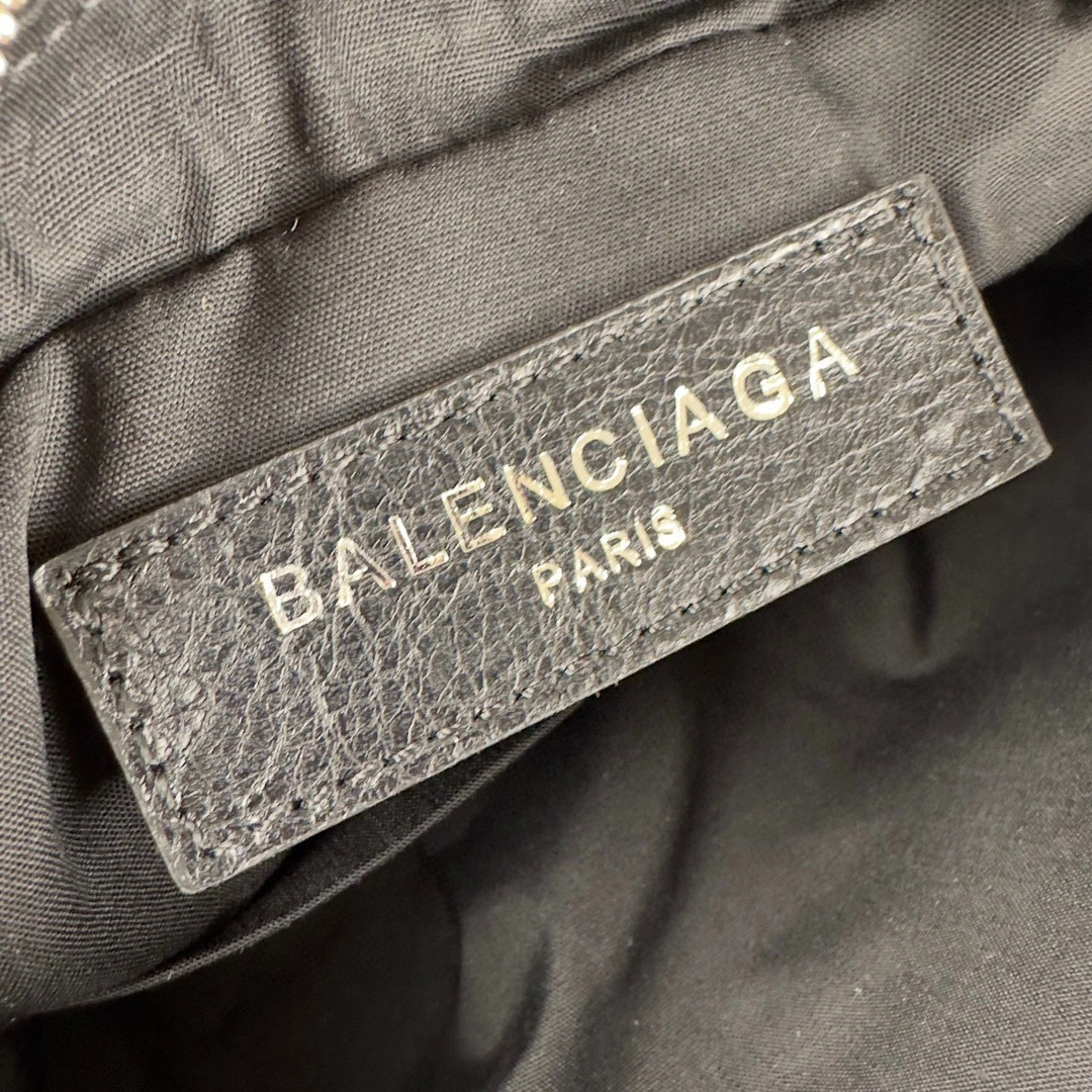Economical Balenciaga Black Cracked Lambskin Motorcycle Chest Bag