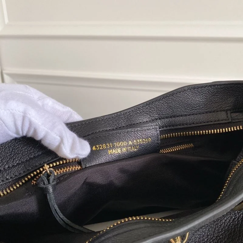 High fidelity Balenciaga Black Goat Leather Motorcycle Bag with Gold Studs