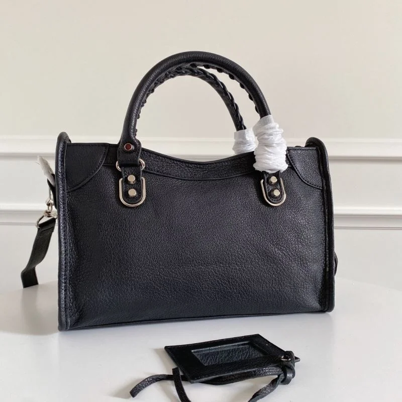 High accuracy Balenciaga Black Goat Leather Motorcycle Bag with Silver Studs