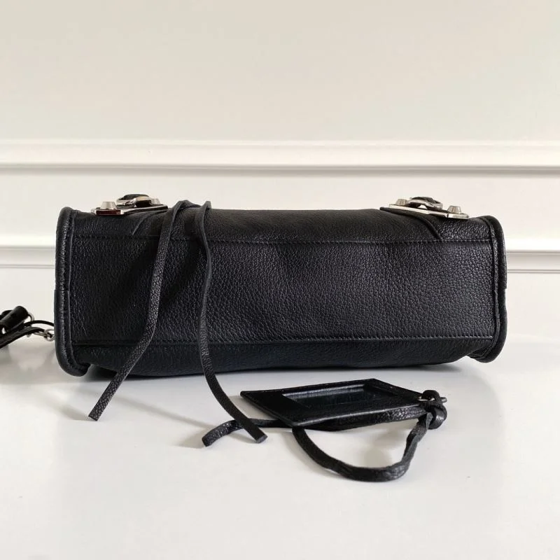High accuracy Balenciaga Black Goat Leather Motorcycle Bag with Silver Studs
