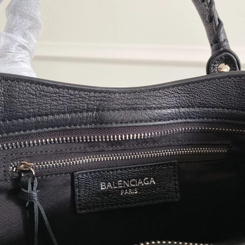 High accuracy Balenciaga Black Goat Leather Motorcycle Bag with Silver Studs