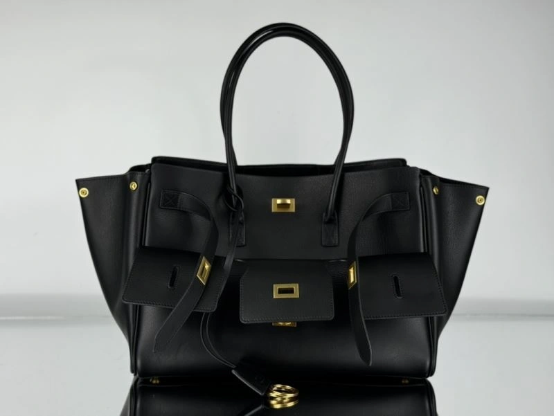 Mirror quality Balenciaga Black Gold Bel-Air Oversized Minimalist Calfskin Bag