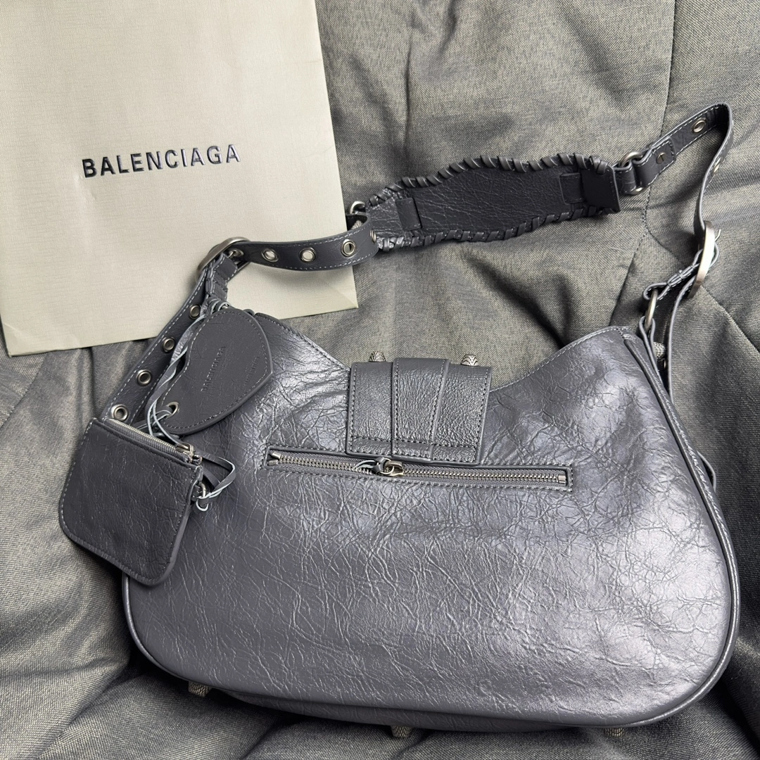 Inexpensive Balenciaga Black Le Cagole Half-Moon Underarm Bag in Lambskin