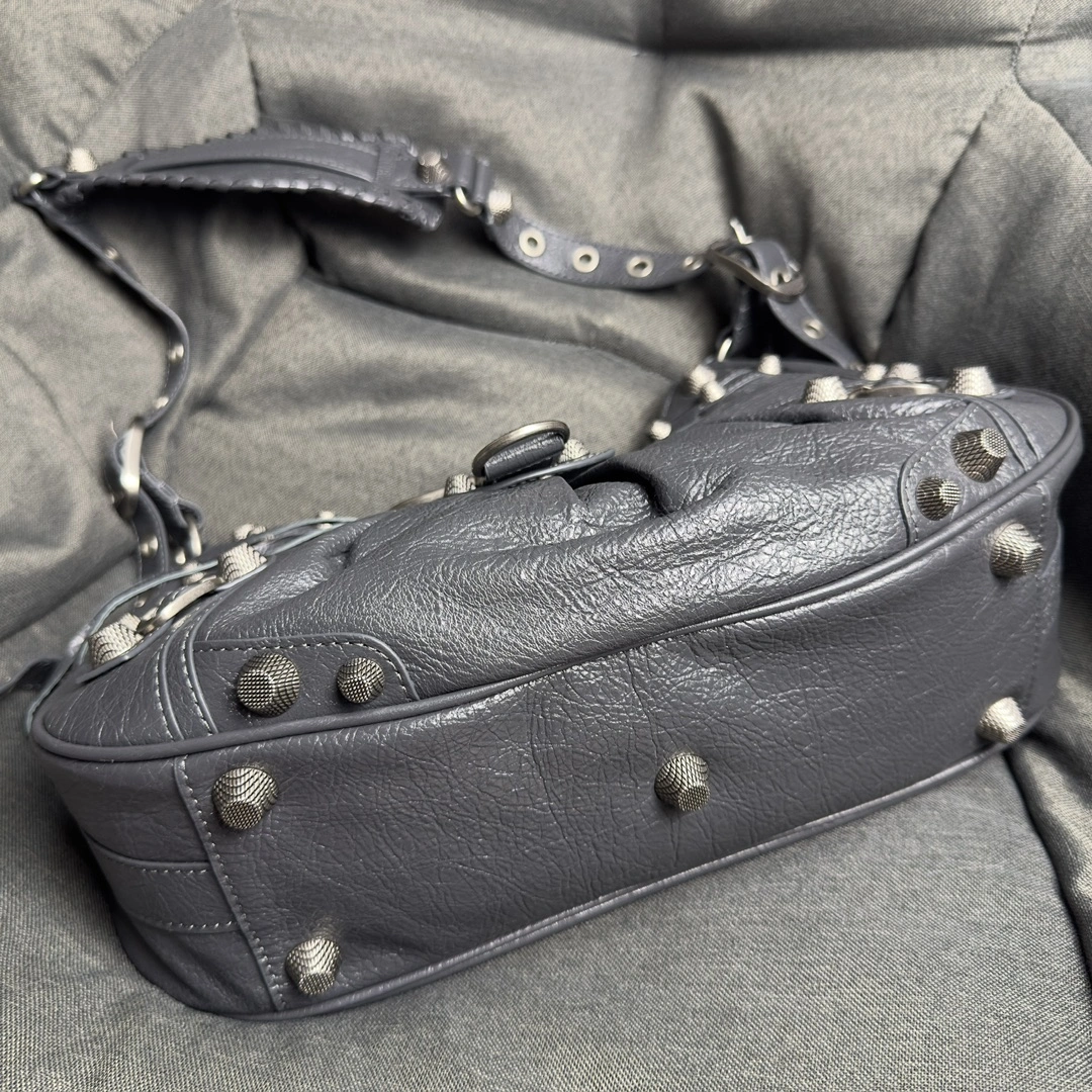 Inexpensive Balenciaga Black Le Cagole Half-Moon Underarm Bag in Lambskin