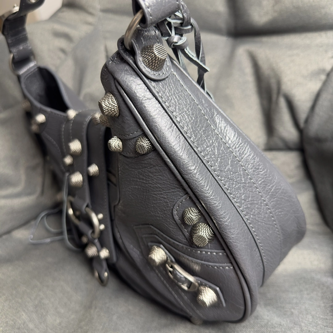 Inexpensive Balenciaga Black Le Cagole Half-Moon Underarm Bag in Lambskin