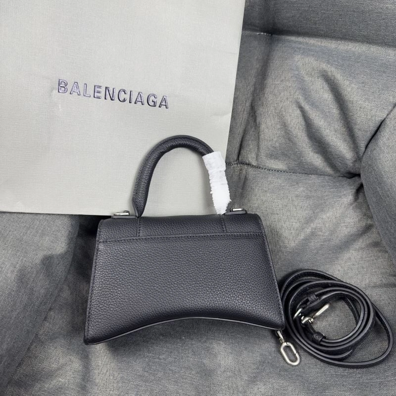 Factory-made Balenciaga Black Lychee Hourglass XS Bag with Arc Design