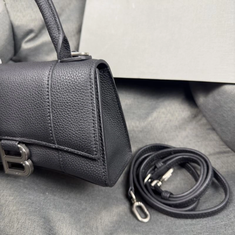 Factory-made Balenciaga Black Lychee Hourglass XS Bag with Arc Design