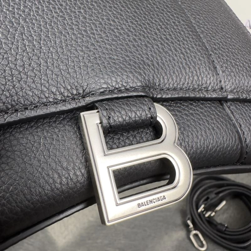 Factory-made Balenciaga Black Lychee Hourglass XS Bag with Arc Design