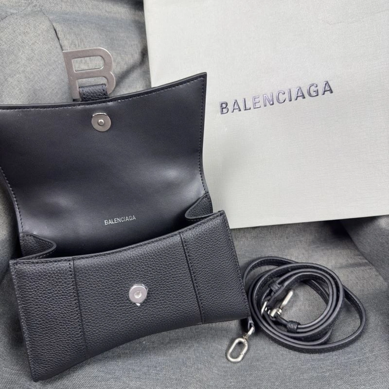 Factory-made Balenciaga Black Lychee Hourglass XS Bag with Arc Design
