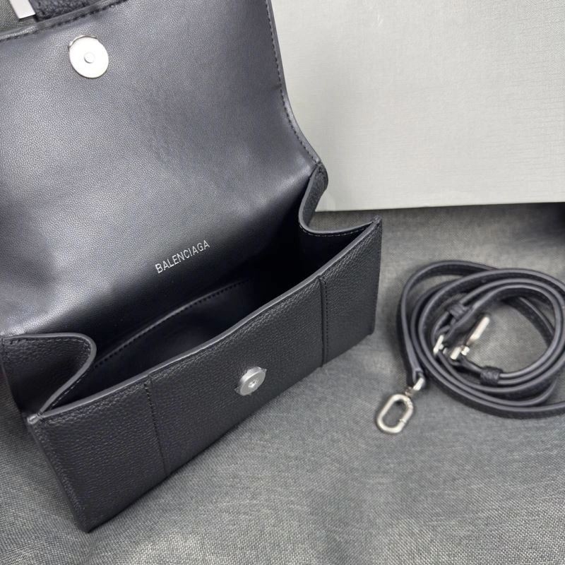 Factory-made Balenciaga Black Lychee Hourglass XS Bag with Arc Design