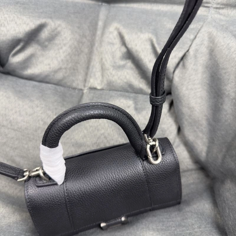 Factory-made Balenciaga Black Lychee Hourglass XS Bag with Arc Design