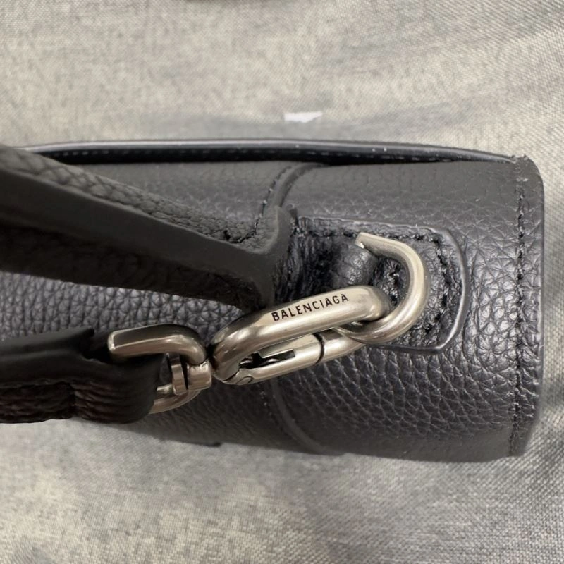 Factory-made Balenciaga Black Lychee Hourglass XS Bag with Arc Design