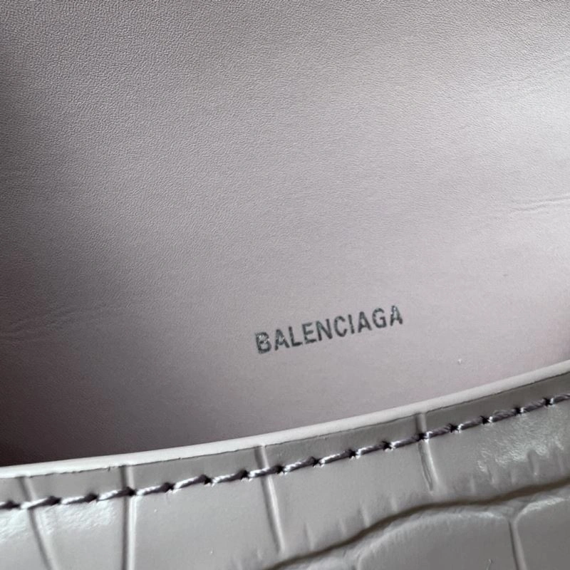 Precise copy Balenciaga Blush Pink Crocodile Pattern Hourglass Bag XS