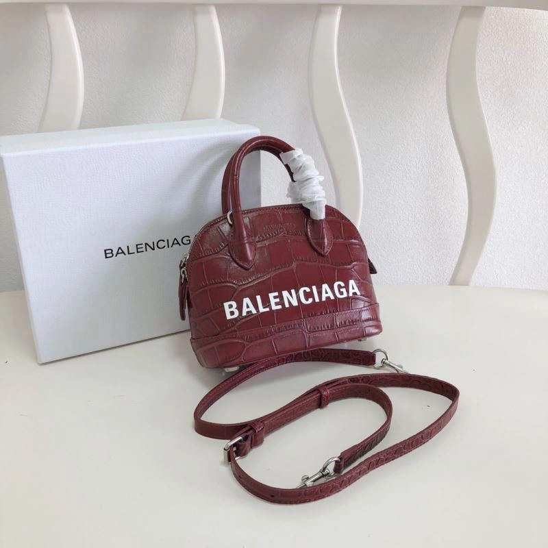Indistinguishable Balenciaga Burgundy Crocodile Mini Shell Bag with Strap