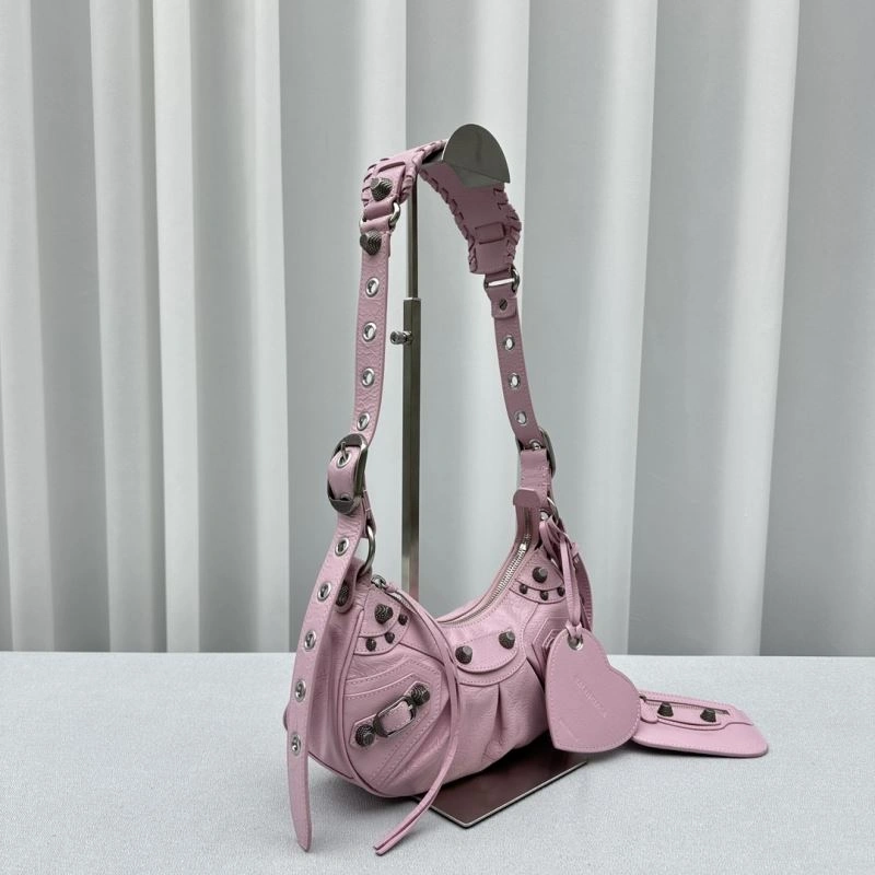 Top match Balenciaga Cherry Blossom Pink Le Cagole Half-Moon Crossbody Bag