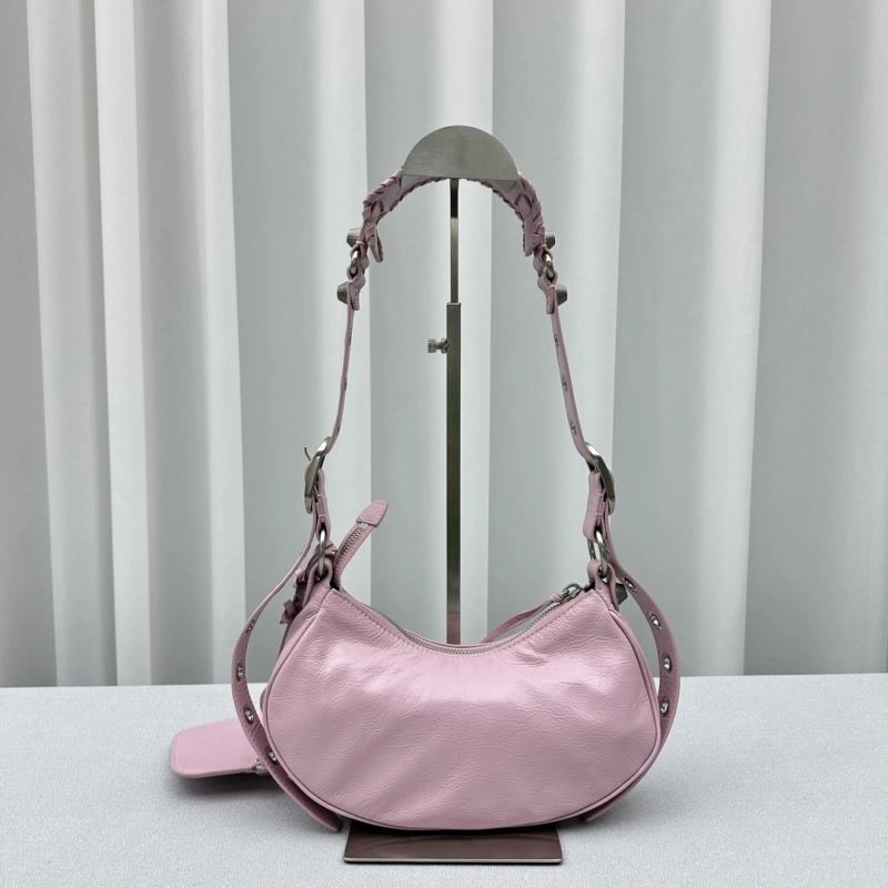 Top match Balenciaga Cherry Blossom Pink Le Cagole Half-Moon Crossbody Bag