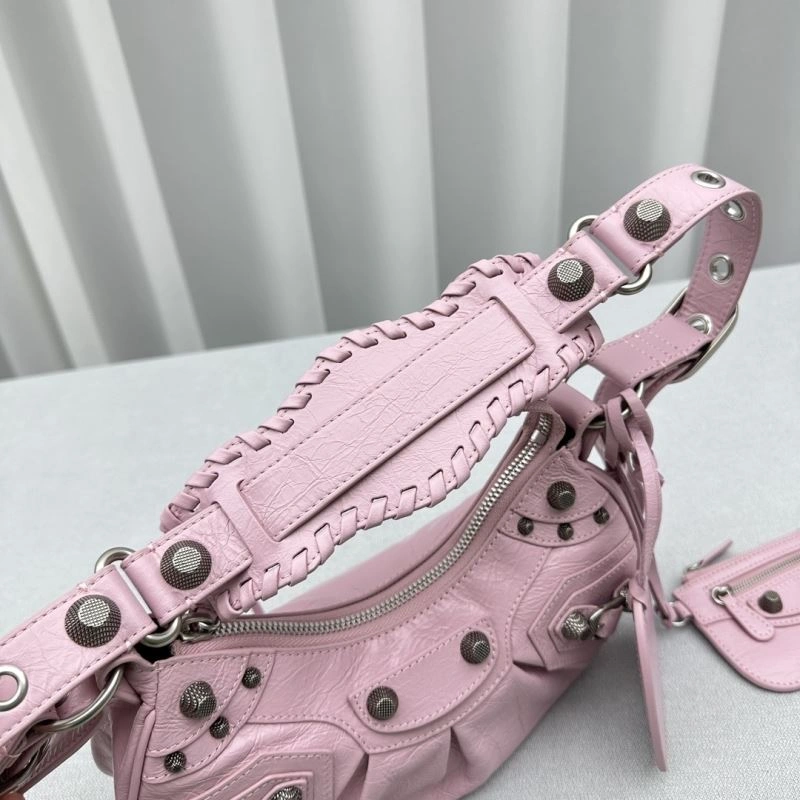 Top match Balenciaga Cherry Blossom Pink Le Cagole Half-Moon Crossbody Bag