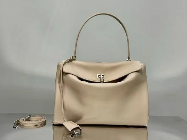 Balenciaga Chic Apricot Handbag with Silver Buckle - Versatile Elegance