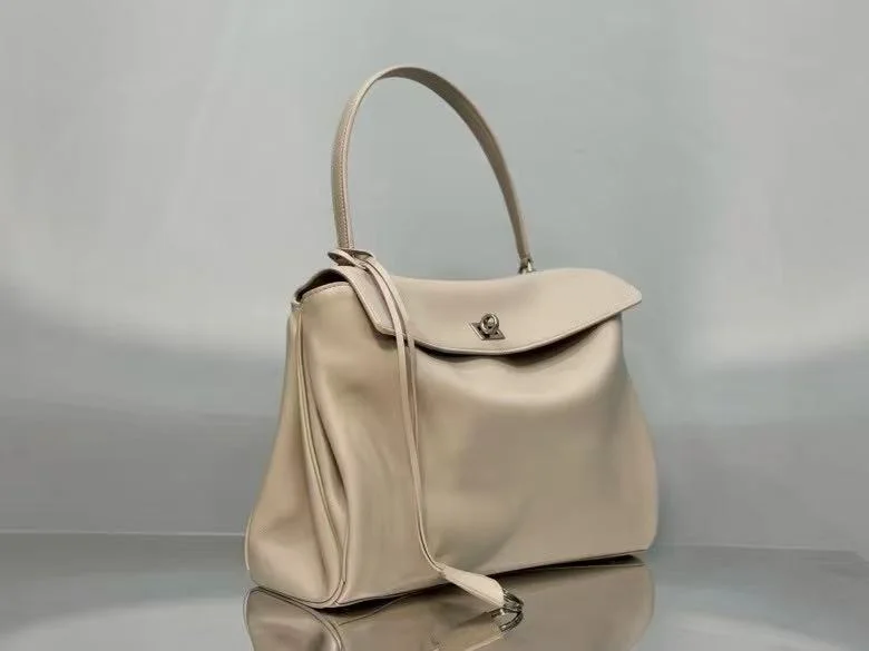 Precise copy Balenciaga Chic Apricot Handbag with Silver Buckle - Versatile Elegance