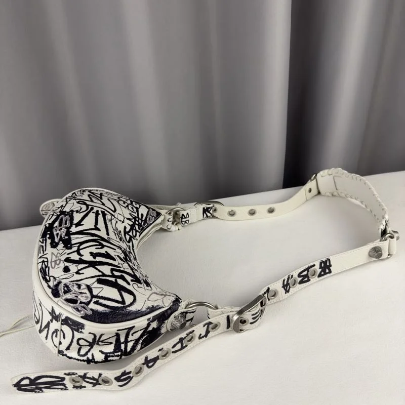 Mirror quality Balenciaga Chic GraffitiBalenciaga Le Cagole Half-Moon Bag