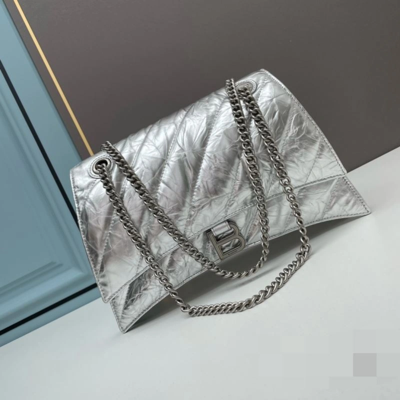 Balenciaga Chic Hourglass Chain Bag - Large Embroidered Silver Edition
