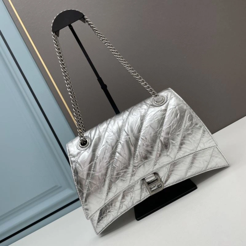 OEM Balenciaga Chic Hourglass Chain Bag - Large Embroidered Silver Edition